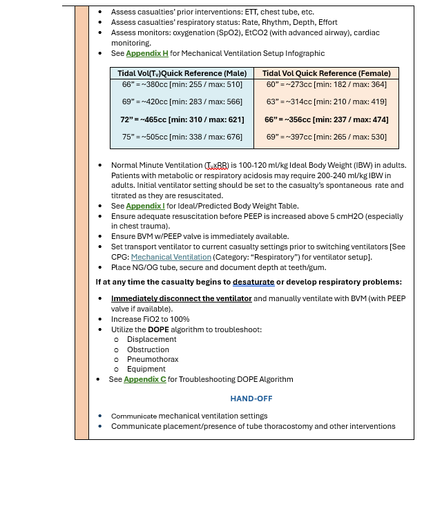 Joint En Route Care Guidelines