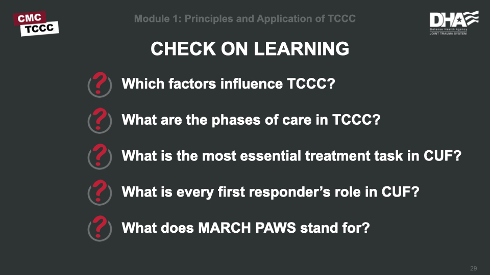 Module 1: Principles and Application of Tactical Combat Casualty Care ...